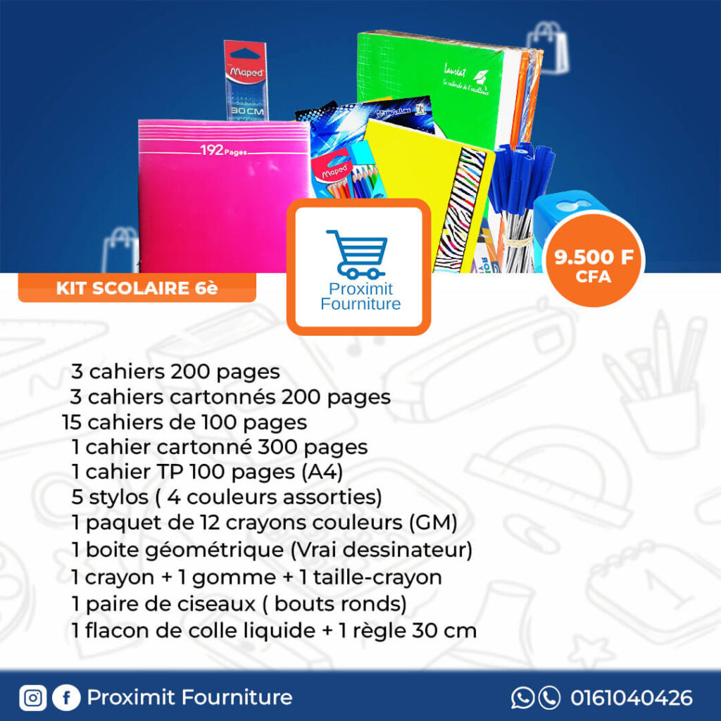 Kit scolaire 6è | Rentrée scolaire 2025-2026: Kit pratique 6è ...