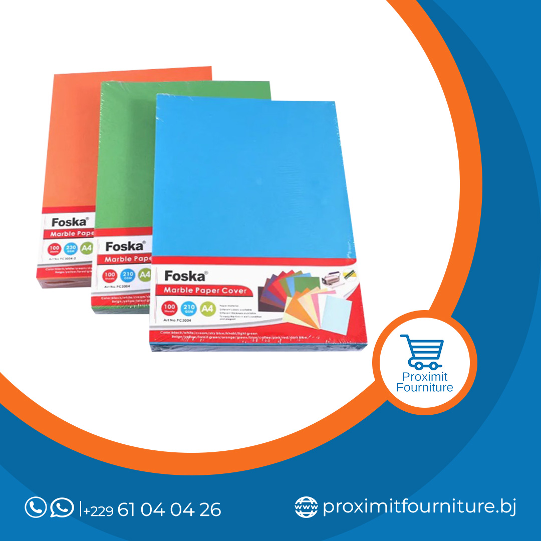 Paquet de 100 feuilles cartons de reliure, format A4, 210g-FOSKA ...