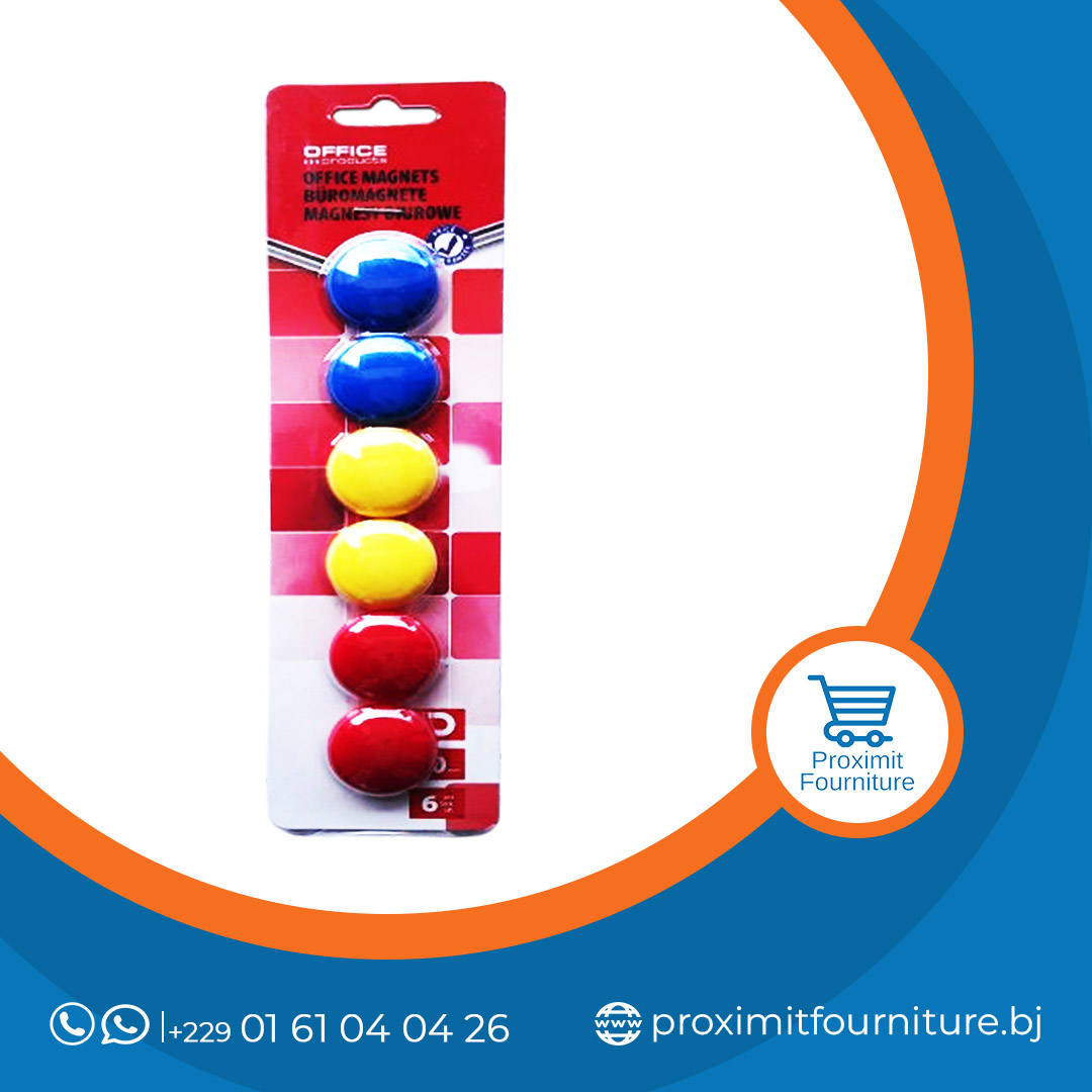 Pack de 6 aimants de 30 mm pour tableau magnétique | Proximit Fourniture